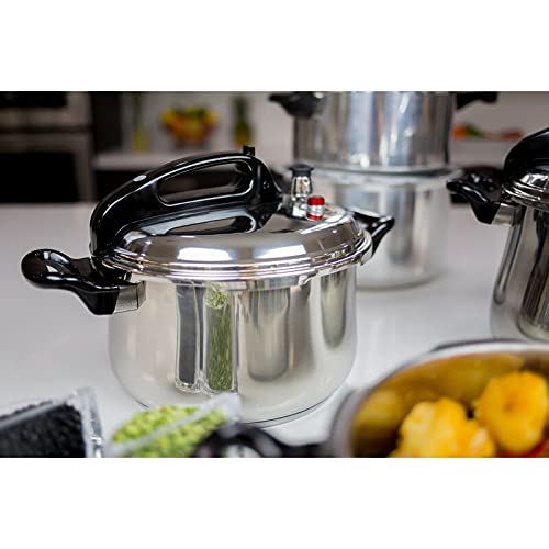 Bene Casa - Stainless Steel Pressure Cooker (9.5 Quarts) - Features Sure-lock Lid System with Airtight Seal and Pressure Release Valve - Dishwasher Safe