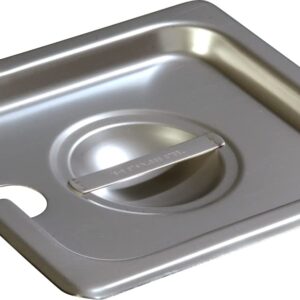 Carlisle FoodService Products Durapan 1/6 Size Stainless Steel Food Pan Lid Slotted Hotel Pan Cover with Concave Handle for Catering, Buffets, Restaurants, 6.88 X 6.25 Inches, Silver, (Pack of 6)