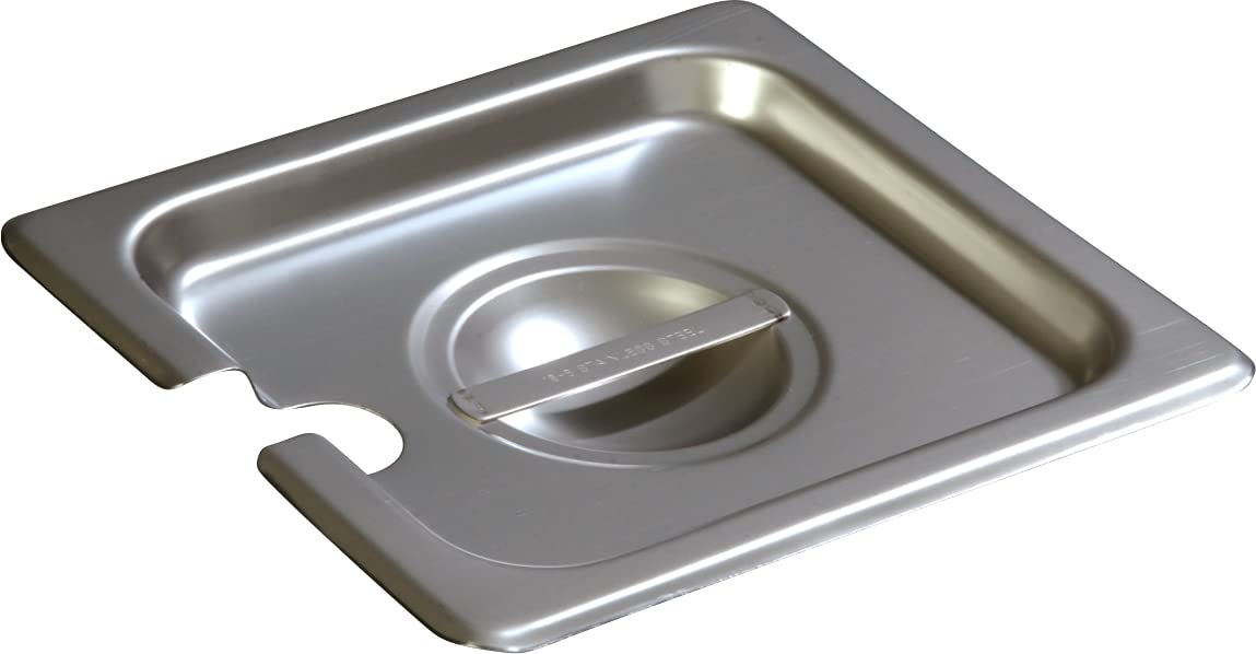 Carlisle FoodService Products Durapan 1/6 Size Stainless Steel Food Pan Lid Slotted Hotel Pan Cover with Concave Handle for Catering, Buffets, Restaurants, 6.88 X 6.25 Inches, Silver, (Pack of 6)