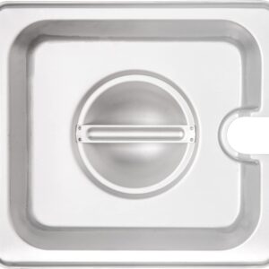 Carlisle FoodService Products Durapan 1/6 Size Stainless Steel Food Pan Lid Slotted Hotel Pan Cover with Concave Handle for Catering, Buffets, Restaurants, 6.88 X 6.25 Inches, Silver, (Pack of 6)