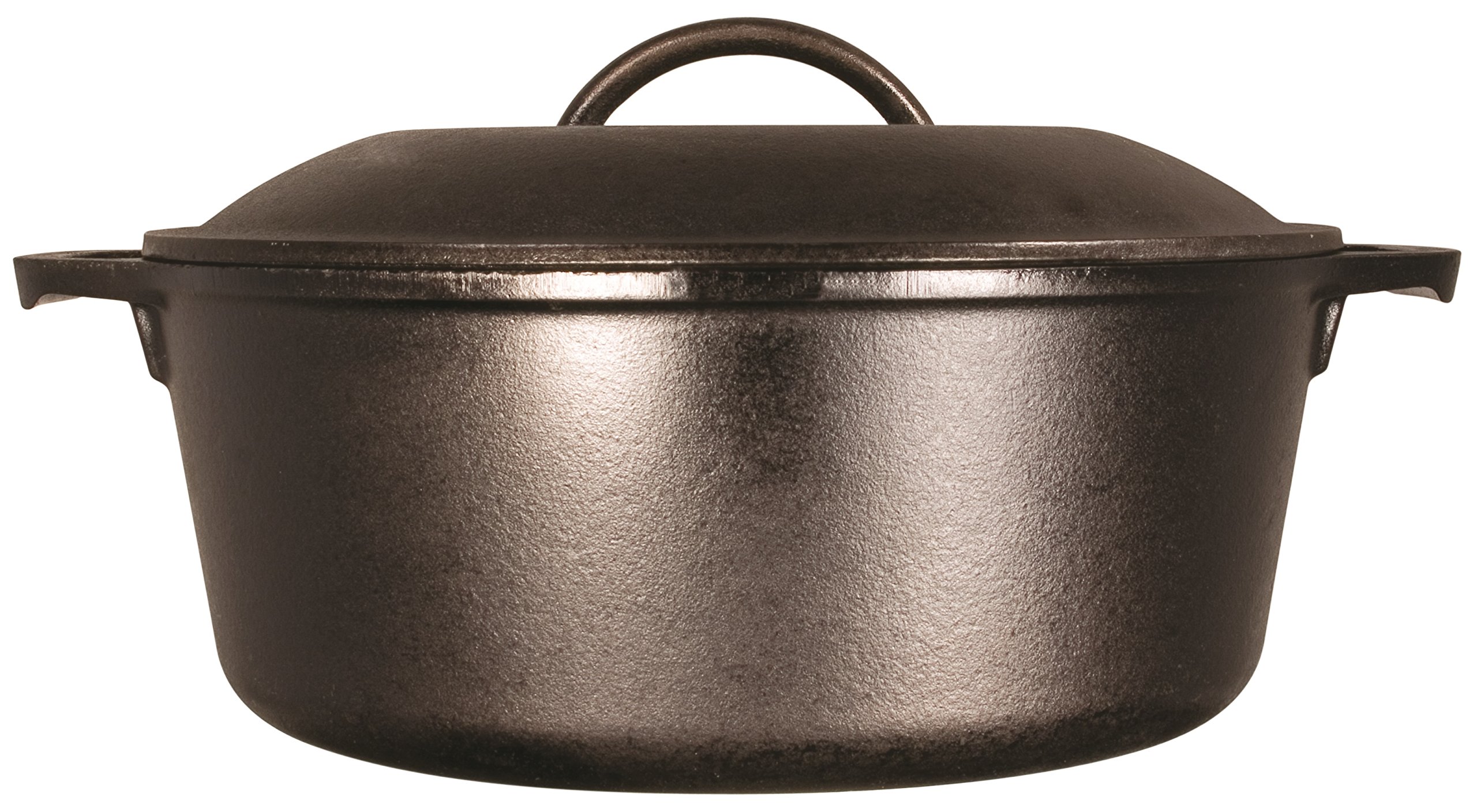 Lodge L8DOLKPLT Cast Iron Dutch Oven with Dual Handles, Pre-Seasoned, 5-Quart & SCRAPERPK Durable Pan Scrapers, Red and Black, 2-Pack