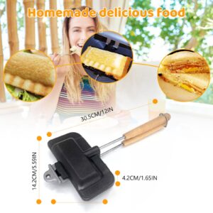 Longzhuo Breakfast Sandwich Maker, Double-Sided Removable Sandwich Baking Pan, Non Stick Frying Pan, Grilled Cheese Maker,Flip Grill Pan, Sandwich Baking Tray for Pancakes, Omelets, and Hot Dog Toast