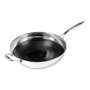 black cube quick release cookware wok with helper handle, 12.5-inch/2.5 quart …