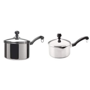 farberware classic stainless steel 2-quart covered saucepan with farberware classic stainless steel 1-quart covered straining saucepan