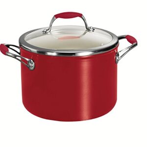 tramontina deluxe covered stock pot, ceramic 6-quart, metallic red, 80110/065ds