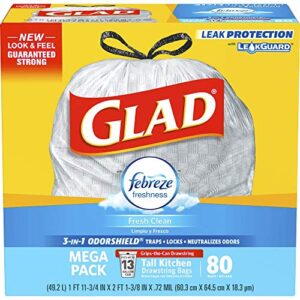 glad odorshield trash bag, white, 80 count