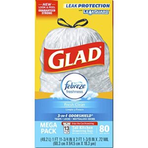 Glad OdorShield Trash Bag, White, 80 Count