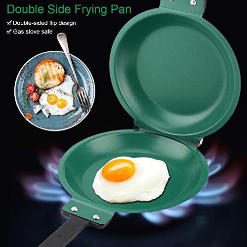 Double Side Non-stick Flip Frying Pan Fried Egg Pancake Maker Cooking &Handle S5