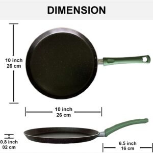 CHEFS 10'' Granite Coating Aluminum Crepe Pan | PFOA Free Nonstick Pan | Great Skillet for Omelette and Crepes | Works with All Heat Sources | Dishwasher Safe Pancake Pan Cookware (Green)