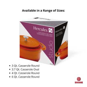 Hercules by Mundial, Cast-Aluminum Dutch Oven Pot with Lid & Handles, All Stove types, Oven-Safe Casserole Cookware with Nonstick Enamel, Orange 20L