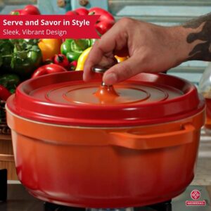 Hercules by Mundial, Cast-Aluminum Dutch Oven Pot with Lid & Handles, All Stove types, Oven-Safe Casserole Cookware with Nonstick Enamel, Orange 20L