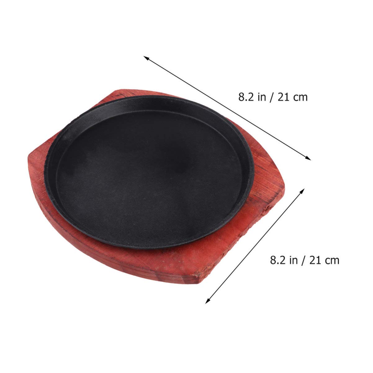 HEMOTON Cast Iron Fajita Set Skillet Japanese Steak Plate Teppanyaki Grill Pan Electric Griddle BBQ Grilling Pan for Restaurant Home Kitchen Cooking Supply 19CM