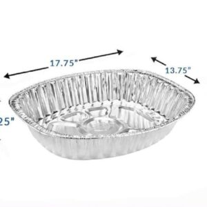 Disposable Oval Roasting Pan - Durable Turkey Roaster Pans Extra Large, Heavy-Duty Aluminum Foil, Deep, Oval Shape for Chicken, Meat, Brisket, Roasting, Baking, Recyclable (20)