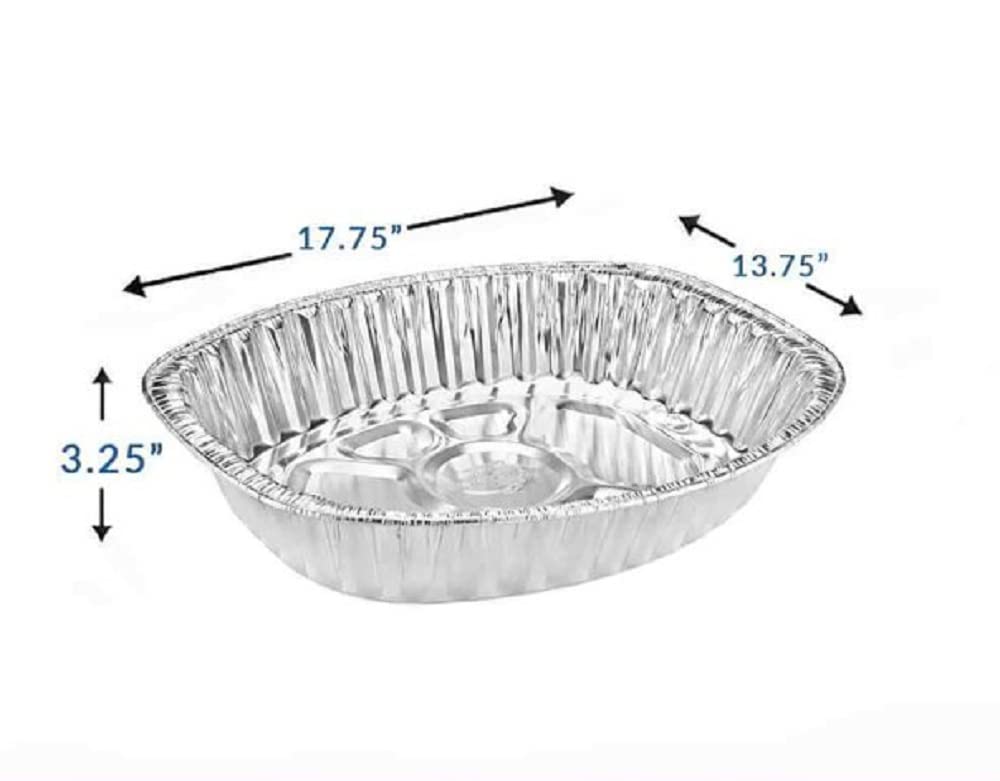 Disposable Oval Roasting Pan - Durable Turkey Roaster Pans Extra Large, Heavy-Duty Aluminum Foil, Deep, Oval Shape for Chicken, Meat, Brisket, Roasting, Baking, Recyclable (20)