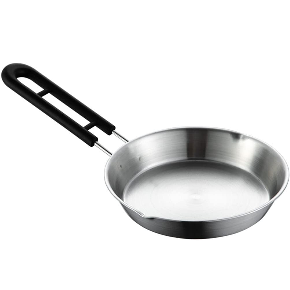 SHERCHPRY Mini Egg Frying Pan Skillet Nonstick Omelet Pan Stainless Steel Round Pancake Pan Kitchen Cooking Pan with Handle for Gas Stove Induction