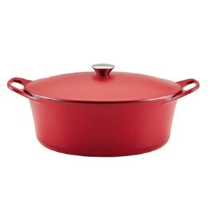 rachael ray nitro cast iron dutch oven, 6.5 quart, red