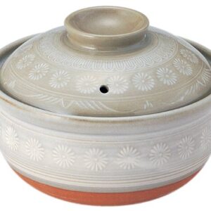 Ginpo Pottery 21581 Earthenware Pot, Gray, Hanamishima, Zori Cooker Pot