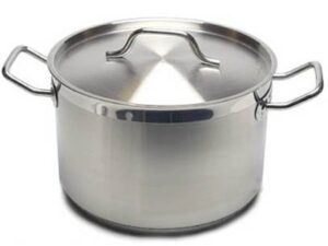 1 x new professional commercial grade 8 qt (quart) heavy-gauge stainless steel stock pot, 3-ply clad base, induction ready, with lid cover nsf certified item