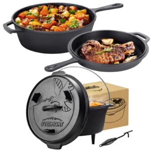 overmont 3.2qt cast iron skillet + 4.4qt dutch oven bundle