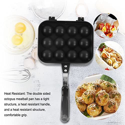 12 Holes Takoyaki Maker, Double Sided Takoyaki Pan Baking , Nonstick Grill Pan Takoyaki Grill Cake Pan, Japanese Octopus Meat Ball Maker for Pancake Ball Cooking Plate