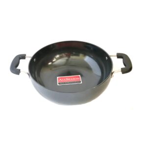 SHRIYA Hard Anodised Kadai with Stainless Steel Lid Aluminium Non-Stick Kadhai Deep Fry Pan Indian kadhai Multipurpose Non Stick All Purpose Pan karahi for frying 2 Litre (3mm)