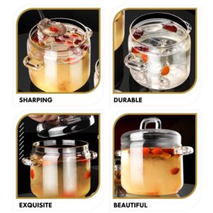 Hemoton Clear Glass Saucepan with Cover 350ML Glass Pot for Cooking Simmer Pot Heat-Resistant Borosilicate Glass Stovetop Pot Glass for Pasta Noodle, Soup, Milk,Tea