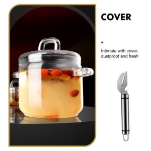 Hemoton Clear Glass Saucepan with Cover 350ML Glass Pot for Cooking Simmer Pot Heat-Resistant Borosilicate Glass Stovetop Pot Glass for Pasta Noodle, Soup, Milk,Tea