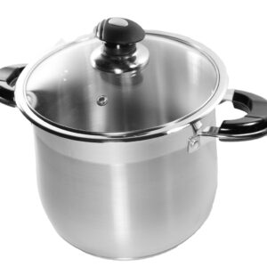 10 Qt Stock Pot 18/10 Stainless Steel Super Double Capsulated Bottom w/Glass Lid