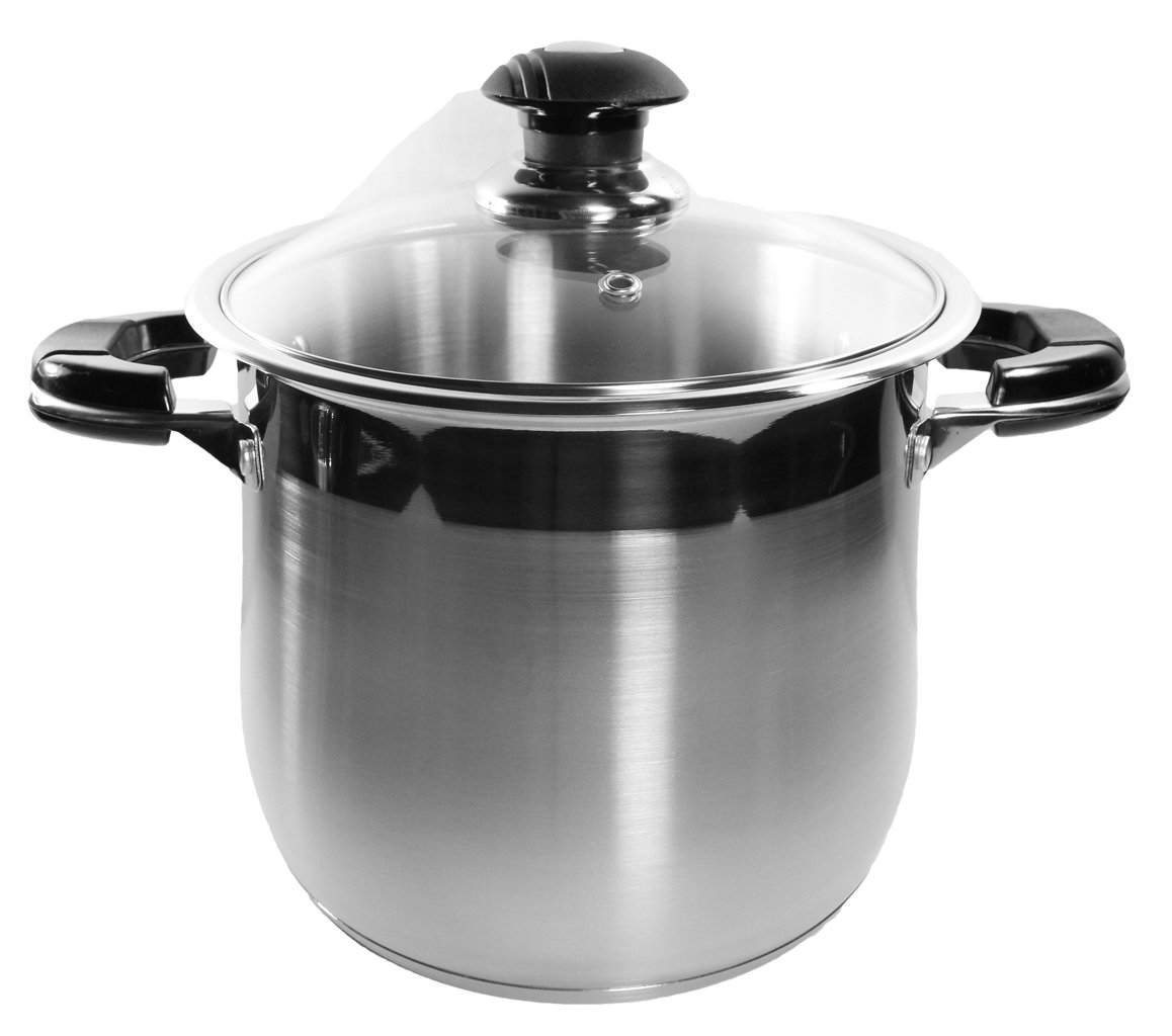 10 Qt Stock Pot 18/10 Stainless Steel Super Double Capsulated Bottom w/Glass Lid