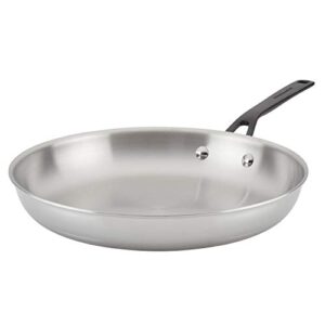 kitchenaid 5-ply clad polished stainless steel fry pan/skillet, 12.25 inch