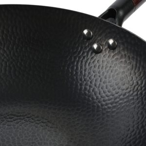 Gibson Home Stargaze Carbon Steel Flat Bottom Wok, 13-Inch, Hammered