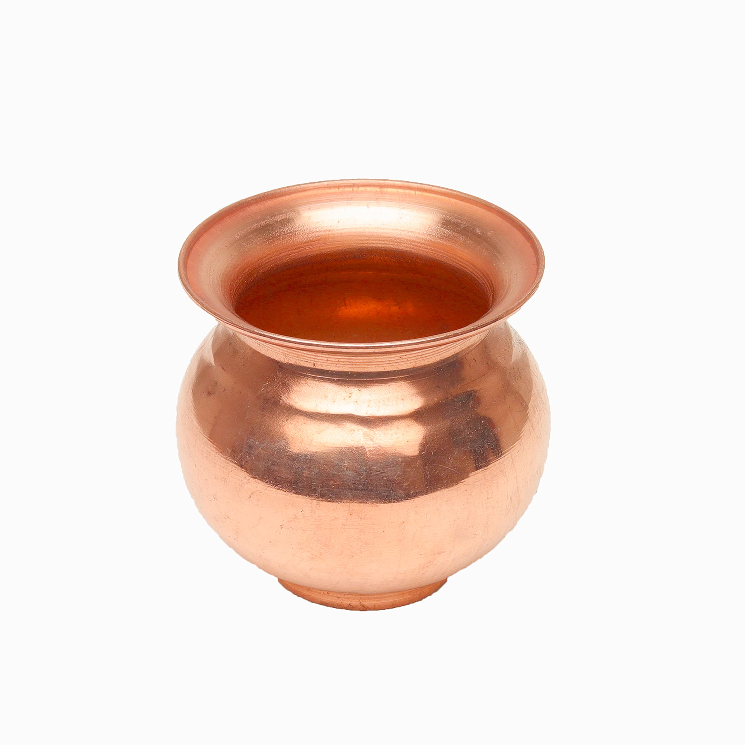 Aditri Creation Copper Kalash Lota Pot Utensil Drinkware for Pooja Puja Decoration Purpose for Temple Home Office Pure Copper Vessel Lota Kalash (Size in inches 3 x 3 x 3.5)