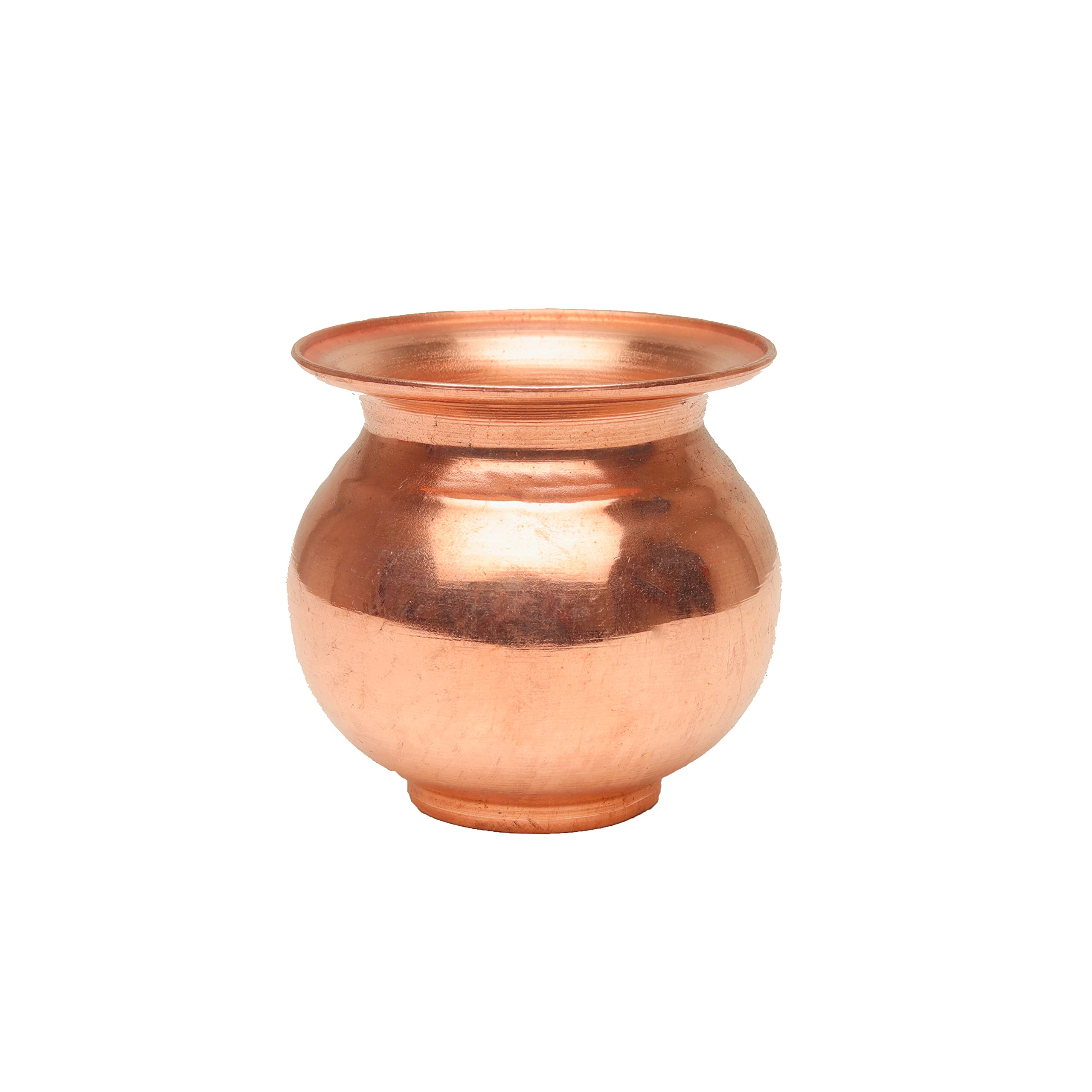 Aditri Creation Copper Kalash Lota Pot Utensil Drinkware for Pooja Puja Decoration Purpose for Temple Home Office Pure Copper Vessel Lota Kalash (Size in inches 3 x 3 x 3.5)