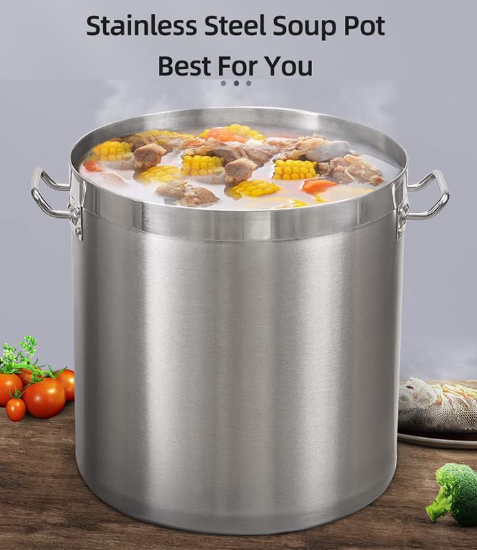 Stock Pot Stainless Steel 27Qt/4Qt5/63Qt Steamer with Lid and Basket Oil Deep Fry Pan Bucket Large Crawfish Clam Stockpot for Tamales, Chili, Soups Boils,35cm/13.8inch