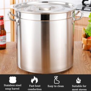 Stock Pot Stainless Steel 27Qt/4Qt5/63Qt Steamer with Lid and Basket Oil Deep Fry Pan Bucket Large Crawfish Clam Stockpot for Tamales, Chili, Soups Boils,35cm/13.8inch