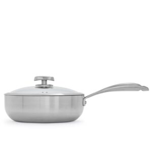 scanpan cs+ deep sauté pan with lid, 4 qt, silver