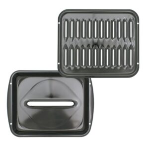 Range Kleen 2 Piece Heavy Duty Porcelain Full Size Convection Broiler Pan 16 by 12.75 by 1.74 Inches