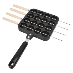 Takoyaki Grill Pan Plate, Non-Stick Solid Takoyaki Tray with 4 Baking Needle for Takoyaki and Round Pancakes