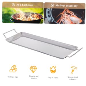 PLAFOPE 1pc Grill Tray Barbecue Grill Wok Rectangular Griddle Fish Grill Pan Nonstick Griddle Grill Pan Stovetop Grill Pan Barbecue Grill Plate Stainless Steel Drumstick