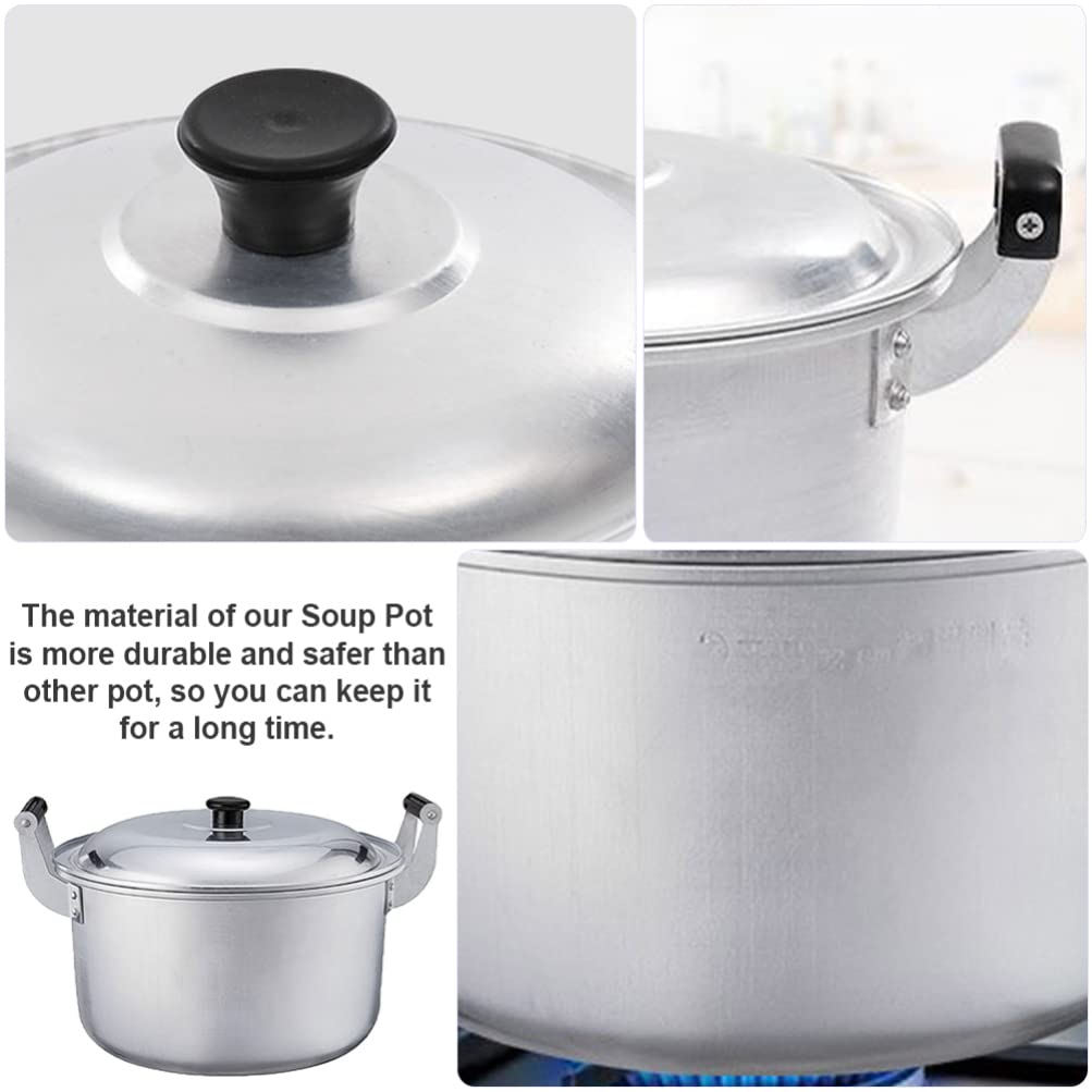 Hemoton Water Bath Canner Soup Pot Traditional Stock Pot Thick Soup Pot Double Handle Cooking Pot Boiling Water Pot with Lid Stainless Steel Cookware