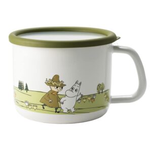 fuji enamel mtg-14mp storage container, enameled stockpot, moomin, olive, 5.5 inches (14 cm)