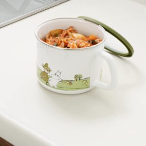 Fuji Enamel MTG-14MP Storage Container, Enameled Stockpot, Moomin, Olive, 5.5 inches (14 cm)