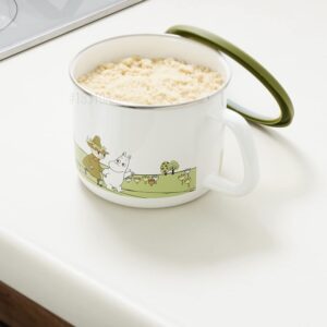 Fuji Enamel MTG-14MP Storage Container, Enameled Stockpot, Moomin, Olive, 5.5 inches (14 cm)