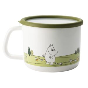 Fuji Enamel MTG-14MP Storage Container, Enameled Stockpot, Moomin, Olive, 5.5 inches (14 cm)