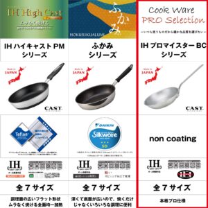 北陸アルミニウム(Hokuriku Alumi) HOKUA AHLS203 Meister Commercial IH BC Frying Pan, 9.4 inches (24 cm)