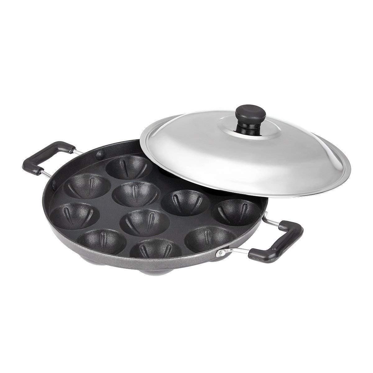 Big Christmas Gift Appam Patra Paniyaram Non Stick Pan, Nonstick Appam Pan, Appa Chetty Paniyaram Pan Patra, Non Stick Pan With Stainless Steel Lid