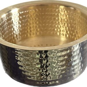 MUKE® Brass Hammered Patila, Brass Tope, Brass Cookware, Patila, Round Heavy Bottom Tapeli, Bhagona (1.5 Liter)