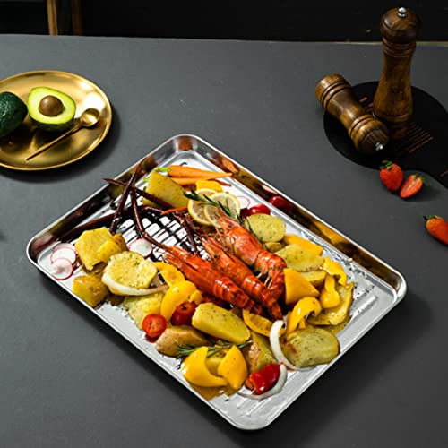 UPKOCH Noodle L Bacon Seafood Food Professional Rectangular Appetizer Nonstick Platter Steel Roasting for Silver Toaster Brownies Cold Serving Pans Pan Cookware Cake Barbecue Oven Plate