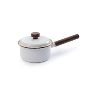 Barebones Enamel Saucepan/steelpan - Steel Cooking Pot For In The Kitchen And Camping, Durable Suace Pan With Lid