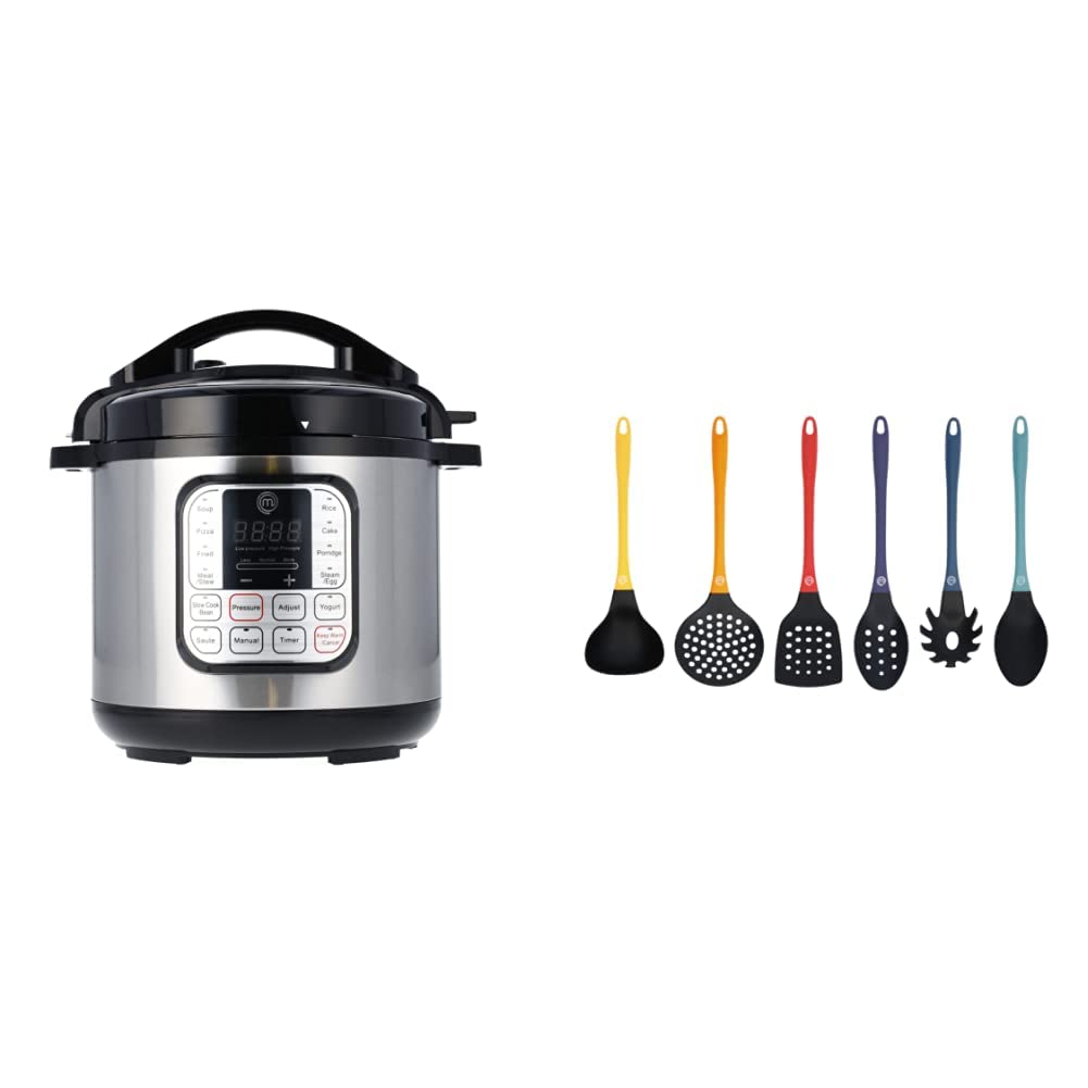 MasterChef Electric Pressure Cooker 10-in-1 Multicooker + MasterChef Kitchen Utensils Set, 6 Pieces